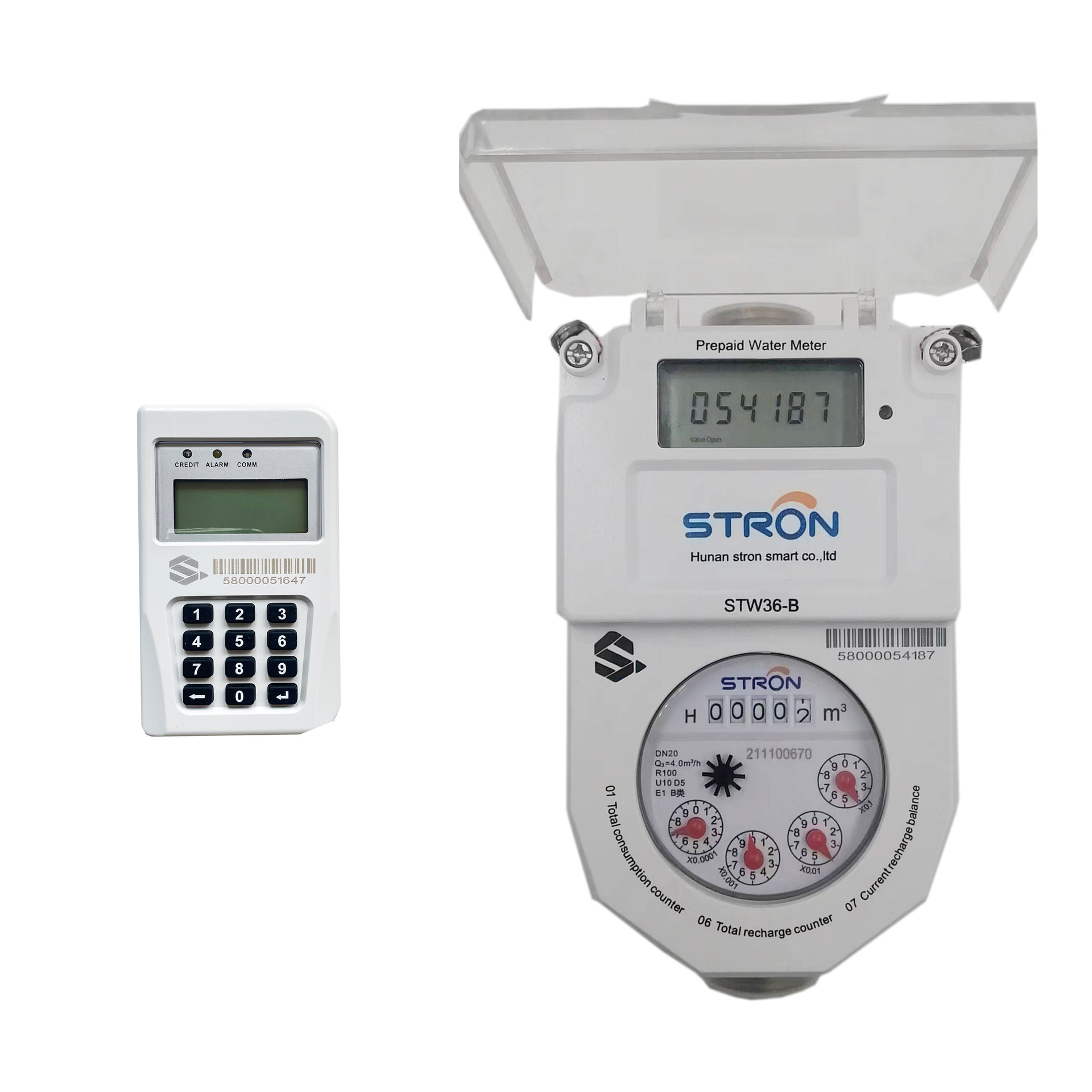 1/2 Inch Split Keyboard Prepaid Water Meter with 7.8l/h Flow Rate and ...